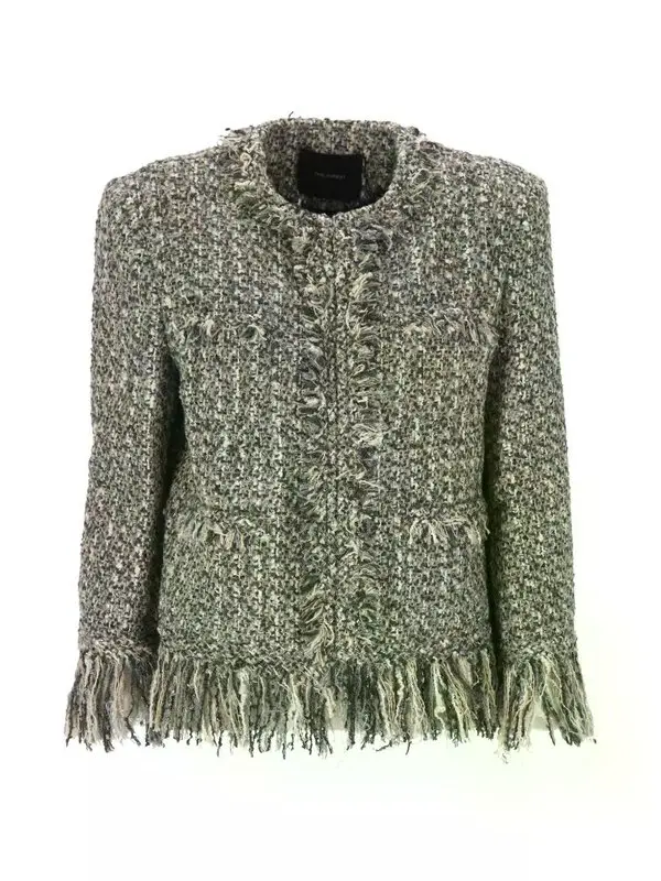 THELAURENT Fringed Tweed-effect Jacket - Grey