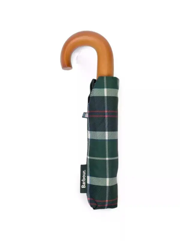 Barbour Tartan-pattern Wooden-handle Umbrella