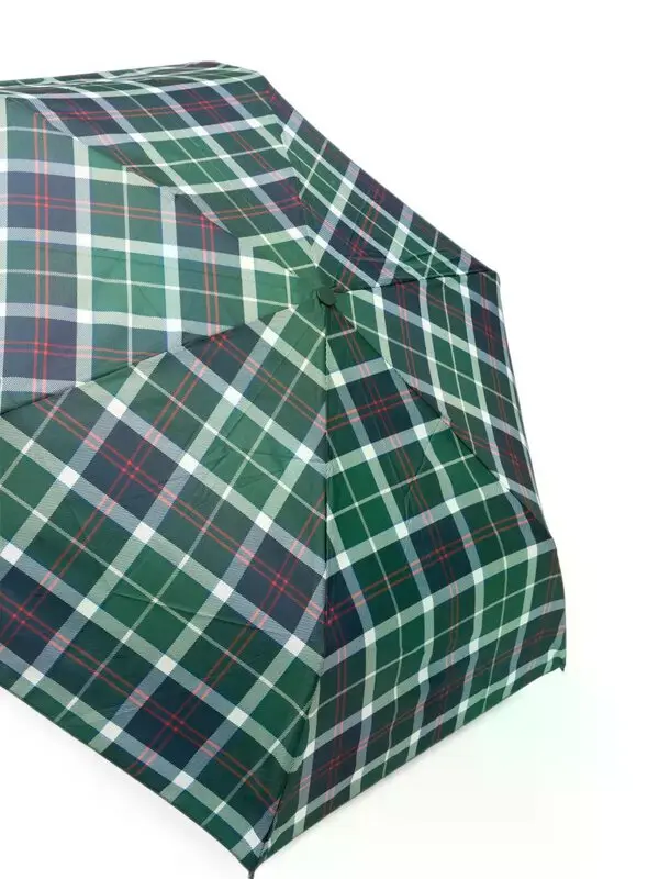 Barbour Tartan-pattern Wooden-handle Umbrella