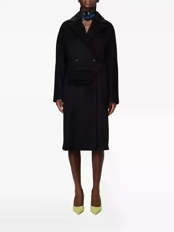 HANITA Belted Notch-lapel Coat - Black
