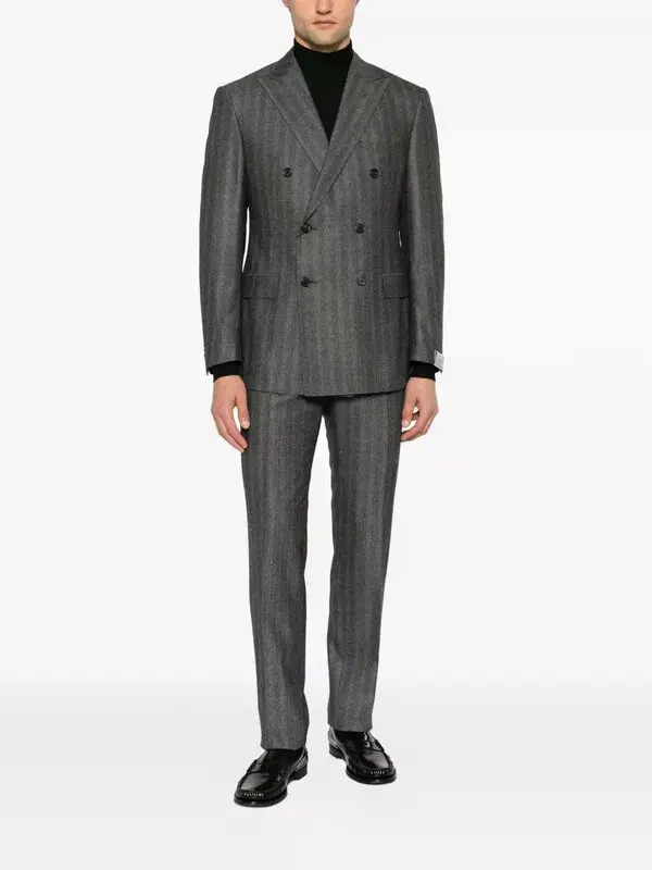 Corneliani Herringbone Double-breasted Suit
