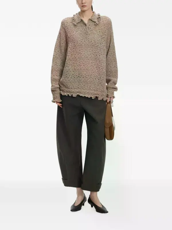 JNBY Ruffle-trim Open-knit Sweater