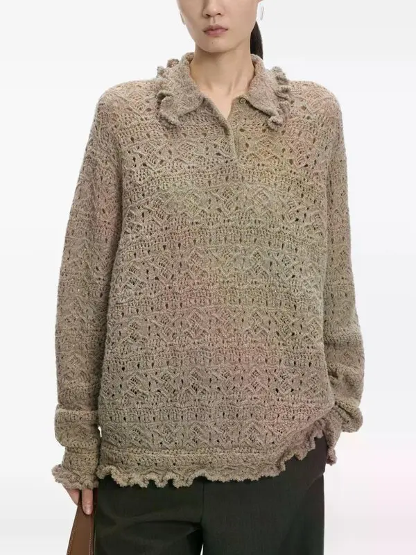 JNBY Ruffle-trim Open-knit Sweater