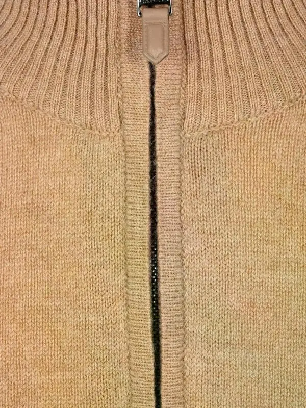 Canali Zip-up Ribbed-trim Cardigan
