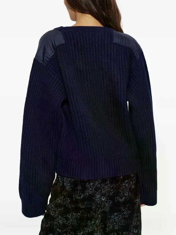 GANNI V-neck Ribbed-knit Sweater
