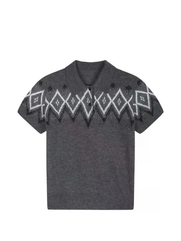 JNBY Geometric-jacquard Polo-collar Sweater