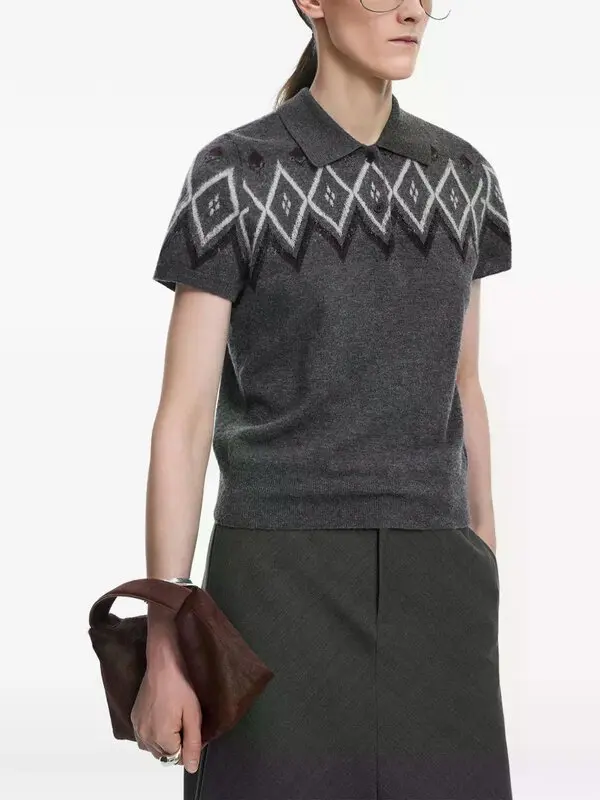 JNBY Geometric-jacquard Polo-collar Sweater