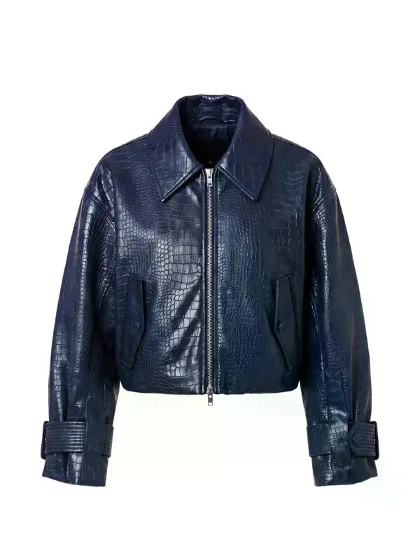 NICHOLAS Croc-effect Zip-up Jacket - Blue