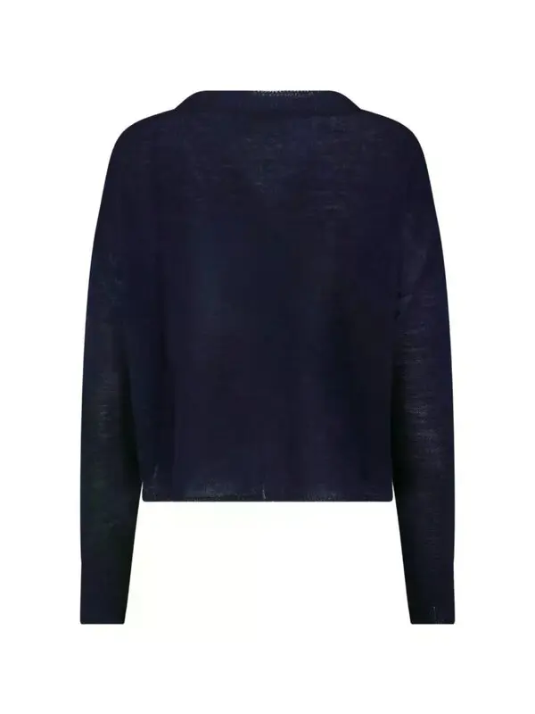 MA'RY'YA Chest-pocket Boat-neck Sweater - Blue