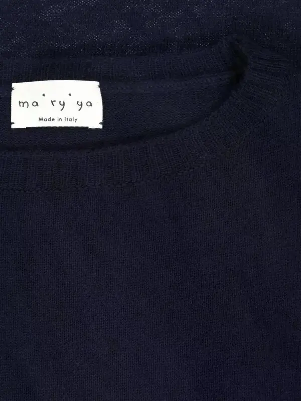 MA'RY'YA Chest-pocket Boat-neck Sweater - Blue