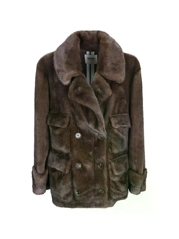 SWORD 6644 Double-breasted Faux-fur Jacket