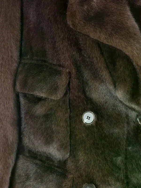 SWORD 6644 Double-breasted Faux-fur Jacket
