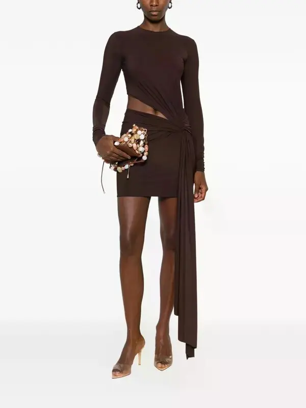 AMAZUIN Anouk Cut-out Knotted-detail Mini Dress - Brown