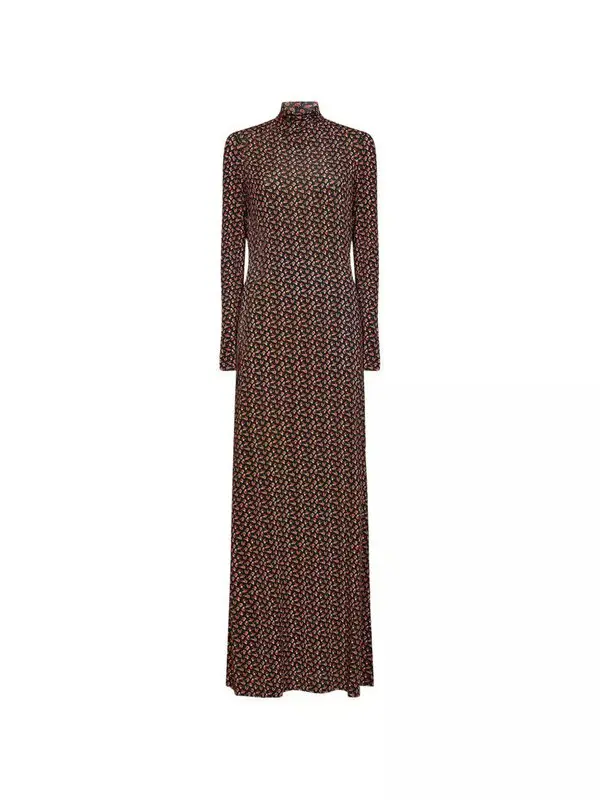 Rabanne Floral-print High-neck Dress