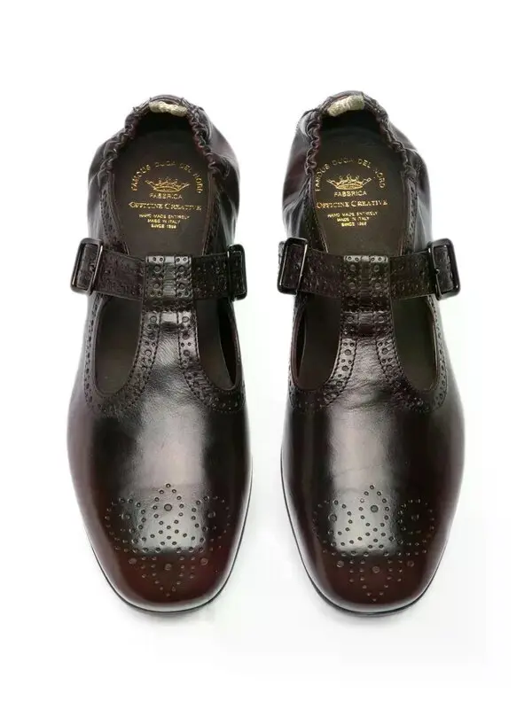 Officine Creative T-bar Perforated Buckle-fastening Ballet Flats