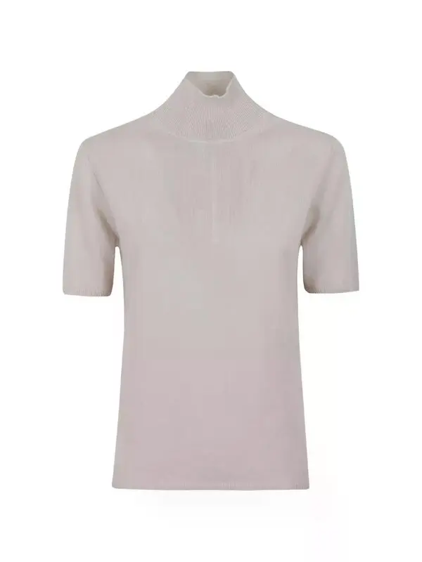 ALLUDE Short-sleeve High-neck Sweater