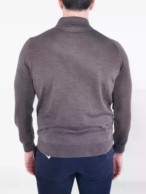KANGRA Fine-knit Long-sleeved Polo Shirt