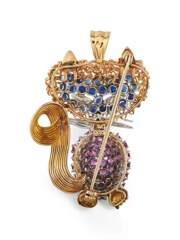 LB EXCLUSIVE Sapphire And Ruby Cat Brooch