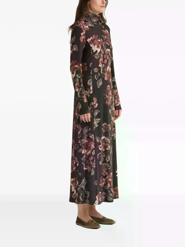 Malìparmi Frosted Blossom Turtleneck Shift Maxidress