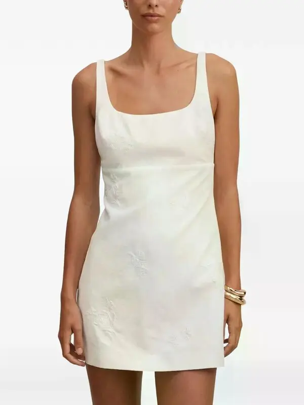 EVER NEW Evangeline Floral-embroidered Mini Dress - White