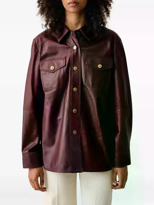Luisa Spagnoli Sarmoneta Button-up Leather Jacket - Red