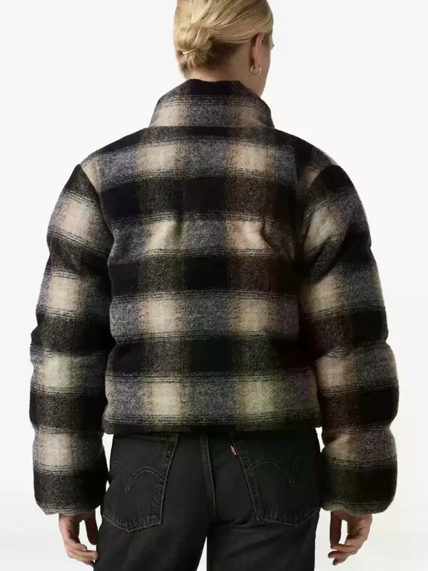 LEVI'S Brynn Check-pattern Cropped Puffer Jacket - Brown