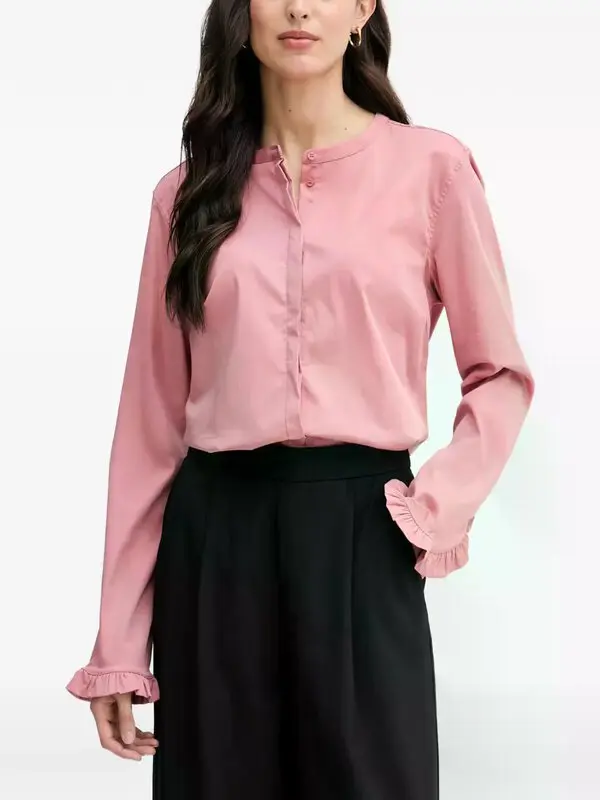 MOS MOSH Mmmattie Ruffle-cuff Collarless Shirt