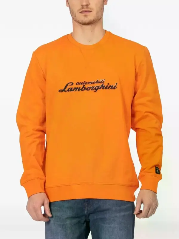 AUTOMOBILI LAMBORGHINI Logo-embroidered Crew-neck Sweatshirt - Orange