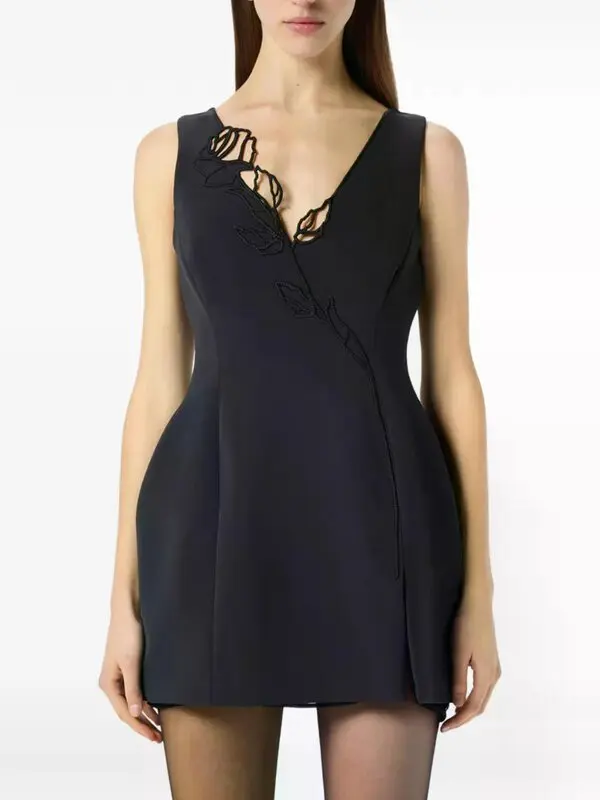 Blumarine Rose-embroidered Sleeveless Mini Dress