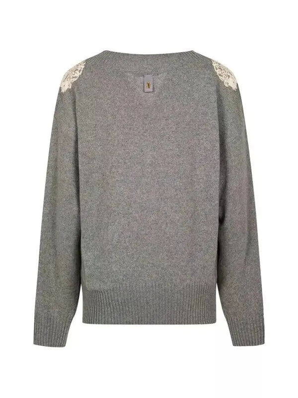 Alberta Ferretti Lace-trim V-neck Sweater