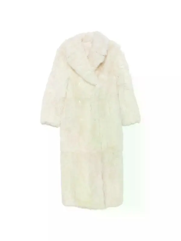 YVES SALOMON Double-breasted Shearling Coat - White