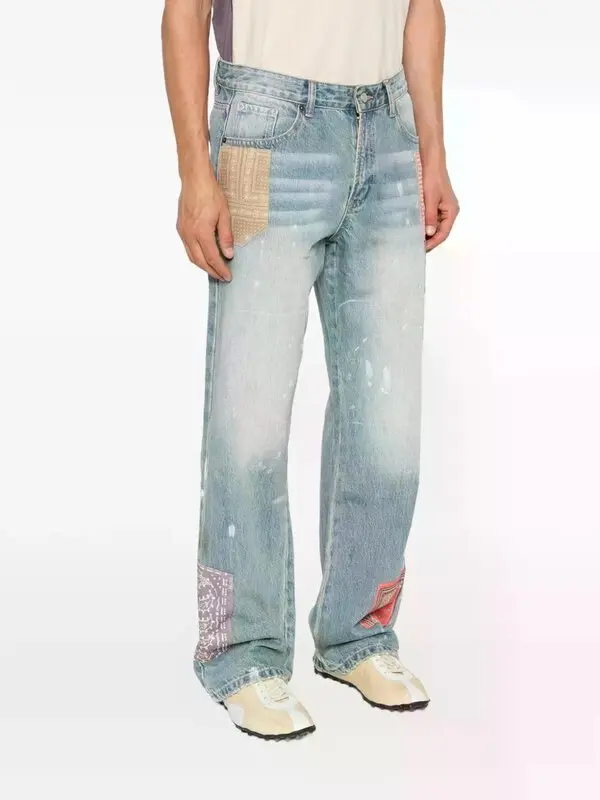 FOUND Patchwork Paint-splatter Jeans