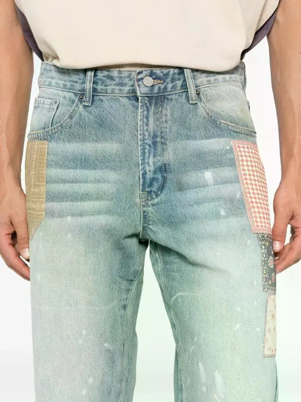 FOUND Patchwork Paint-splatter Jeans