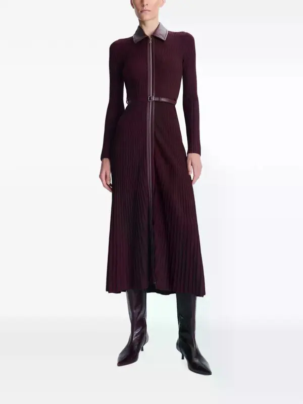 Simkhai Ismelle Belted Ribbed-knit Midi Dress - Red
