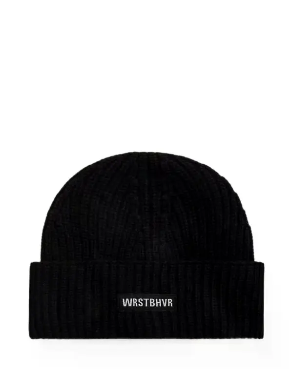 WRSTBHVR Logo-patch Beanie Hat - Black