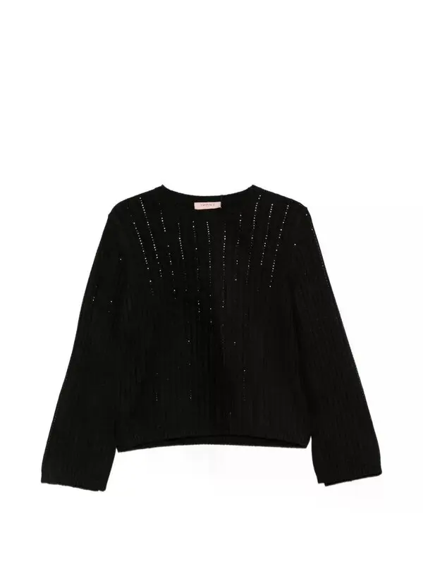 TWINSET Ribbed-knit Sequin-embellished Sweater - Black