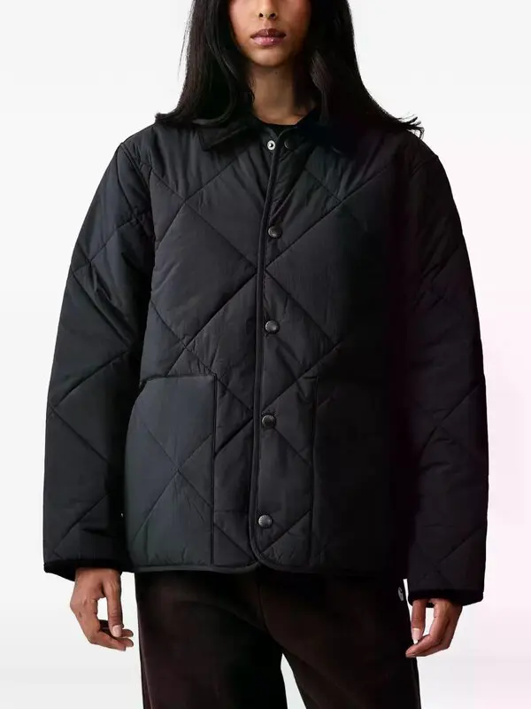 Barbour Diamond-quilted Corduroy-collar Jacket - Black