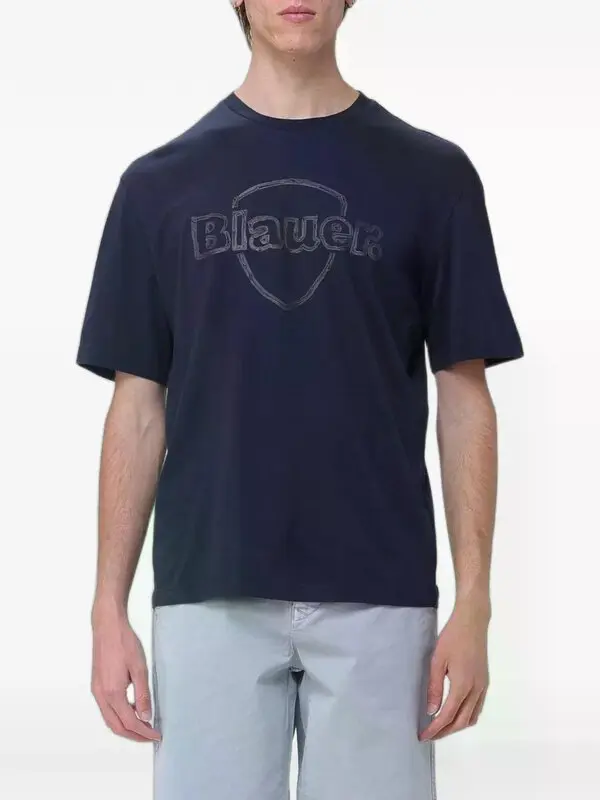 BLAUER. Logo-print Cotton T-shirt
