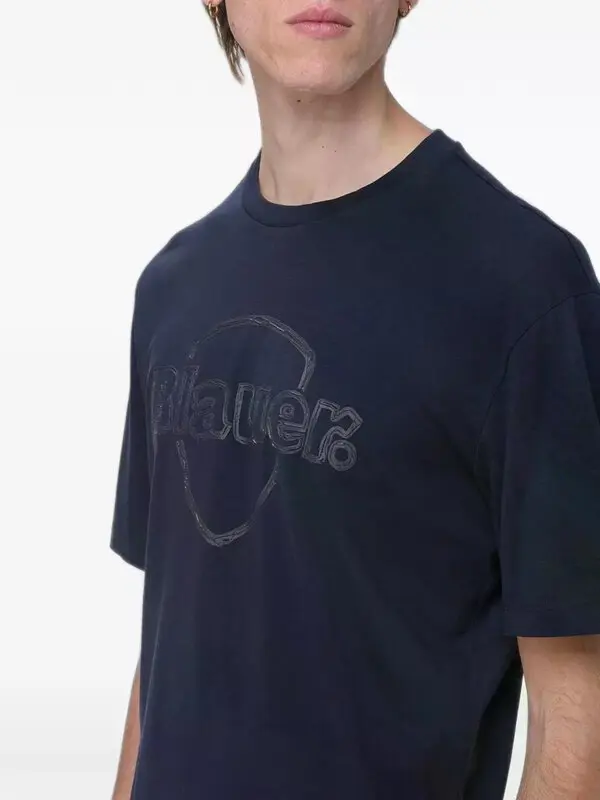BLAUER. Logo-print Cotton T-shirt