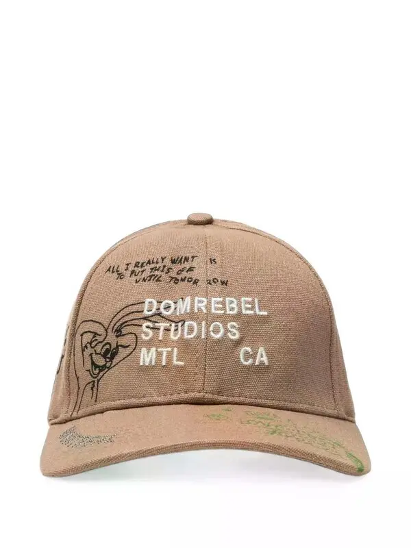 DOMREBEL Sketch Bunny Embroidered Cap - Neutrals