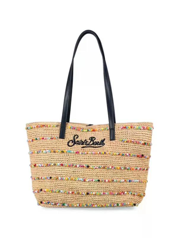 MC2 SAINT BARTH Bead-embellished Striped Tote Bag