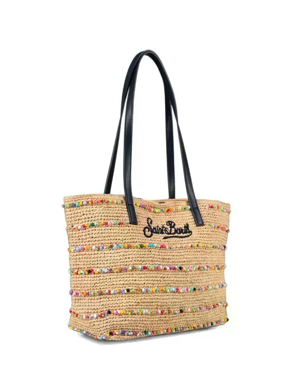 MC2 SAINT BARTH Bead-embellished Striped Tote Bag