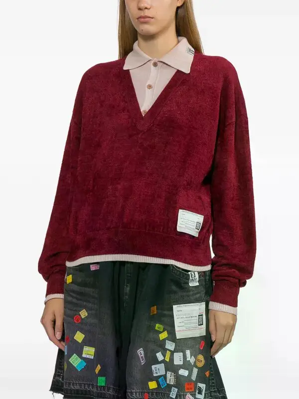 Mihara Yasuhiro V-neck Logo-patch Jumper