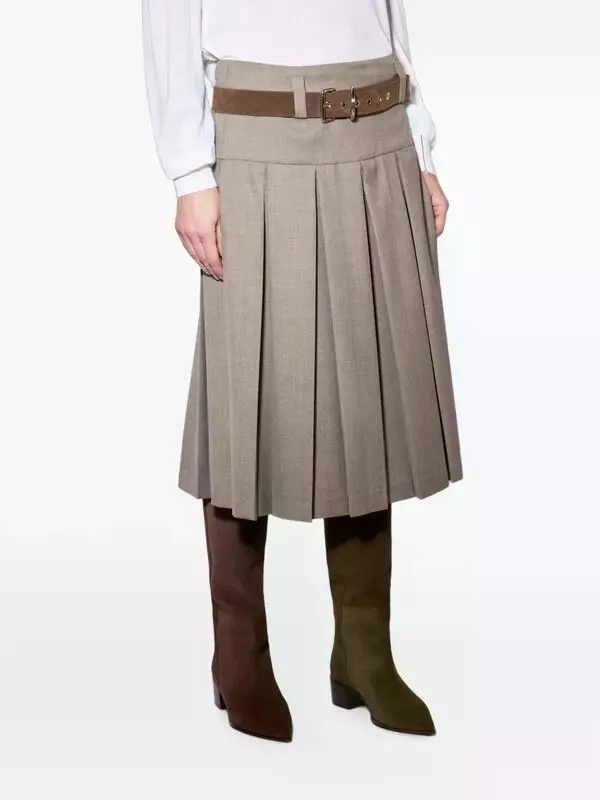 Liviana Conti Belted Pleated Midi Skirt