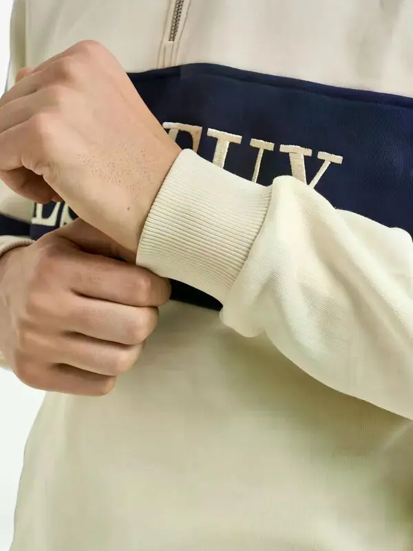 LES DEUX Logo-embroidered Colour-block Sweatshirt