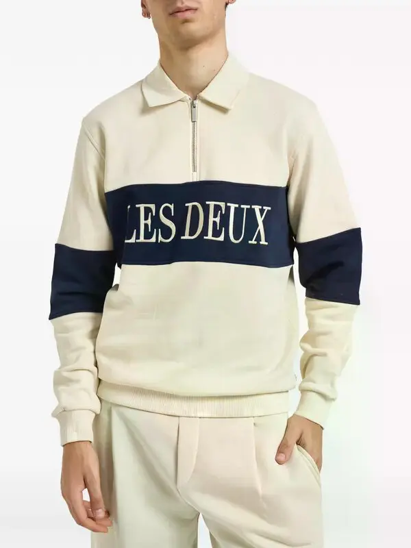 LES DEUX Logo-embroidered Colour-block Sweatshirt - White