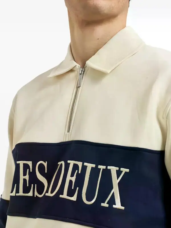 LES DEUX Logo-embroidered Colour-block Sweatshirt - White