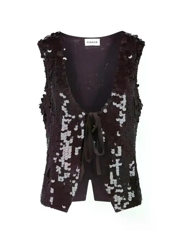 P.a.r.o.s.h Sequin-embellished Front-tie Blouse