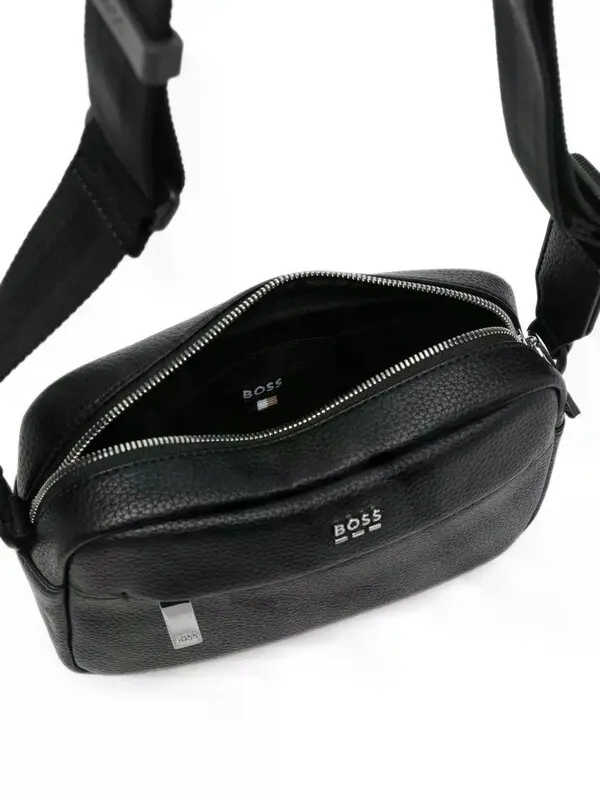 BOSS Ray Grained-effect Logo-plaque Messenger Bag