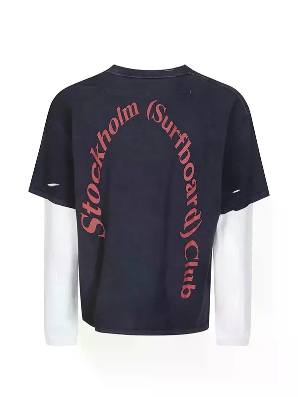 STOCKHOLM SURFBOARD CLUB Layered Distressed T-shirt